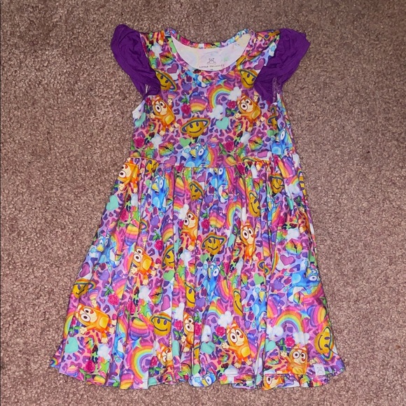 Little Snuggles | Dresses | Vibrant Bluey Bamboo Print Kids Dress ...